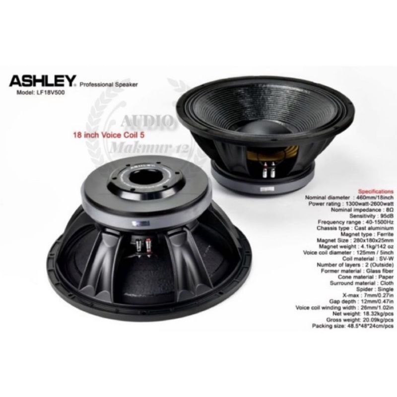 Jual speaker component Ashley lf18v500 Ashley lf18 v500 18inch original ...