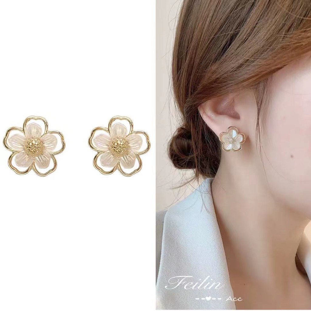 Jual Anting Stud Bentuk Bunga Anting Kristal Mutiara Model Korea ...