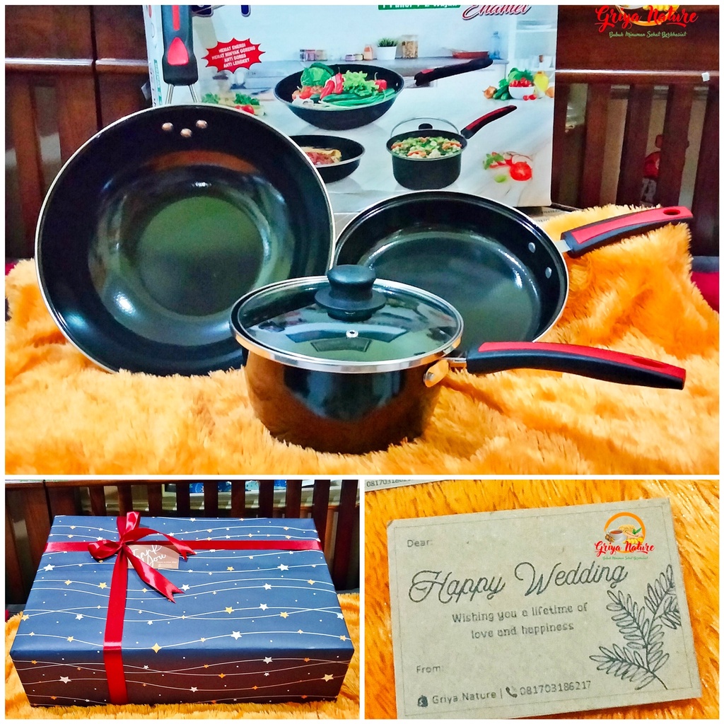 Jual [COD] Kado Pernikahan / Panci Set + Teflon Set | Peralatan Dapur ...