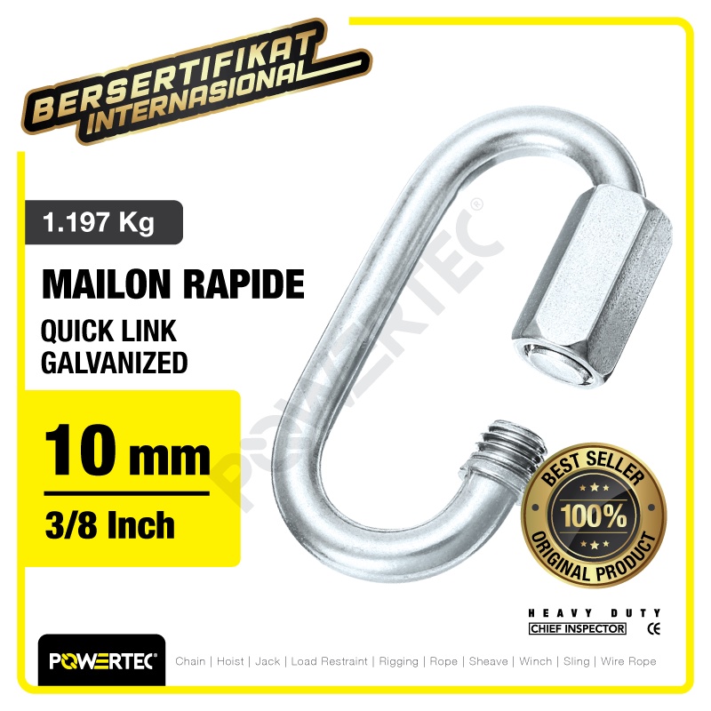 Jual POWERTEC Quick Link / Mailon Rapide 10mm Screw Lock Climbing Gear ...