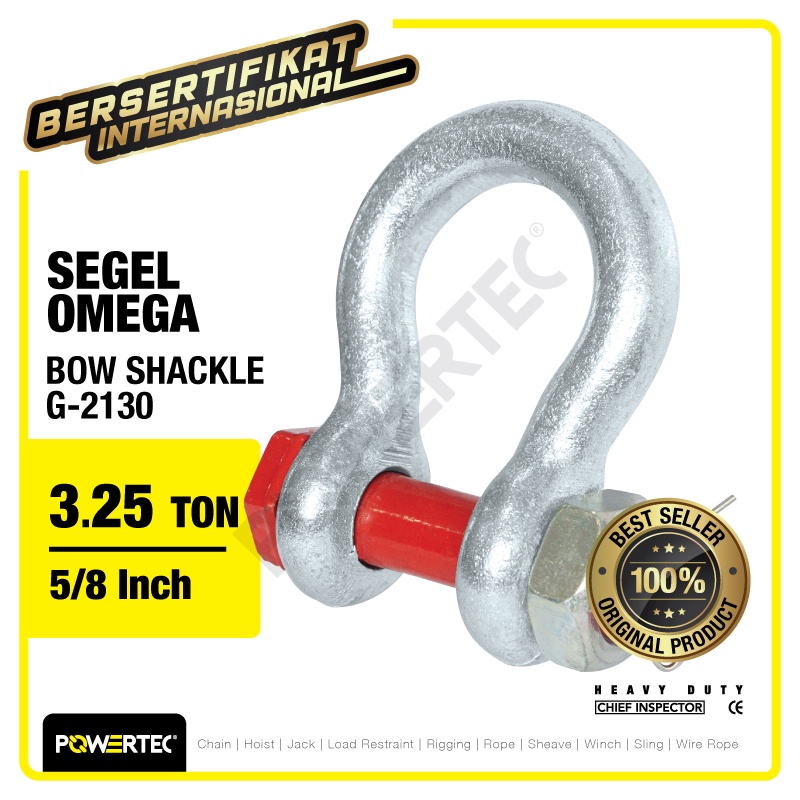 Jual POWERTEC Bow Shackle Omega G2130 3.25 Ton - 5/8" Segel Bolt Type ...