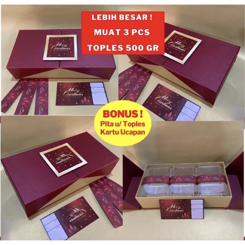 Jual BOX NATAL KUE KERING ISI 3 / KOTAK HARDBOX CHRISTMAS HAMPERS | Shopee Indonesia