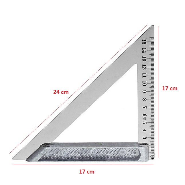 Jual Penggaris Segitiga Siku Aluminium Stainless Triangle Ruler ...