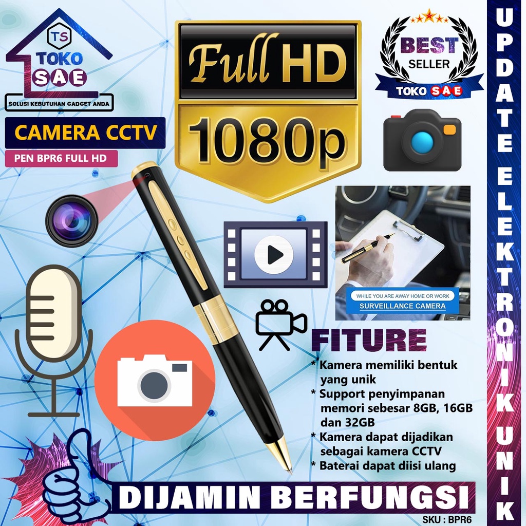 Jual Spy Pulpen BPR6 Kamera Pencam Pengintai Pengawasan Tersembunyi ...
