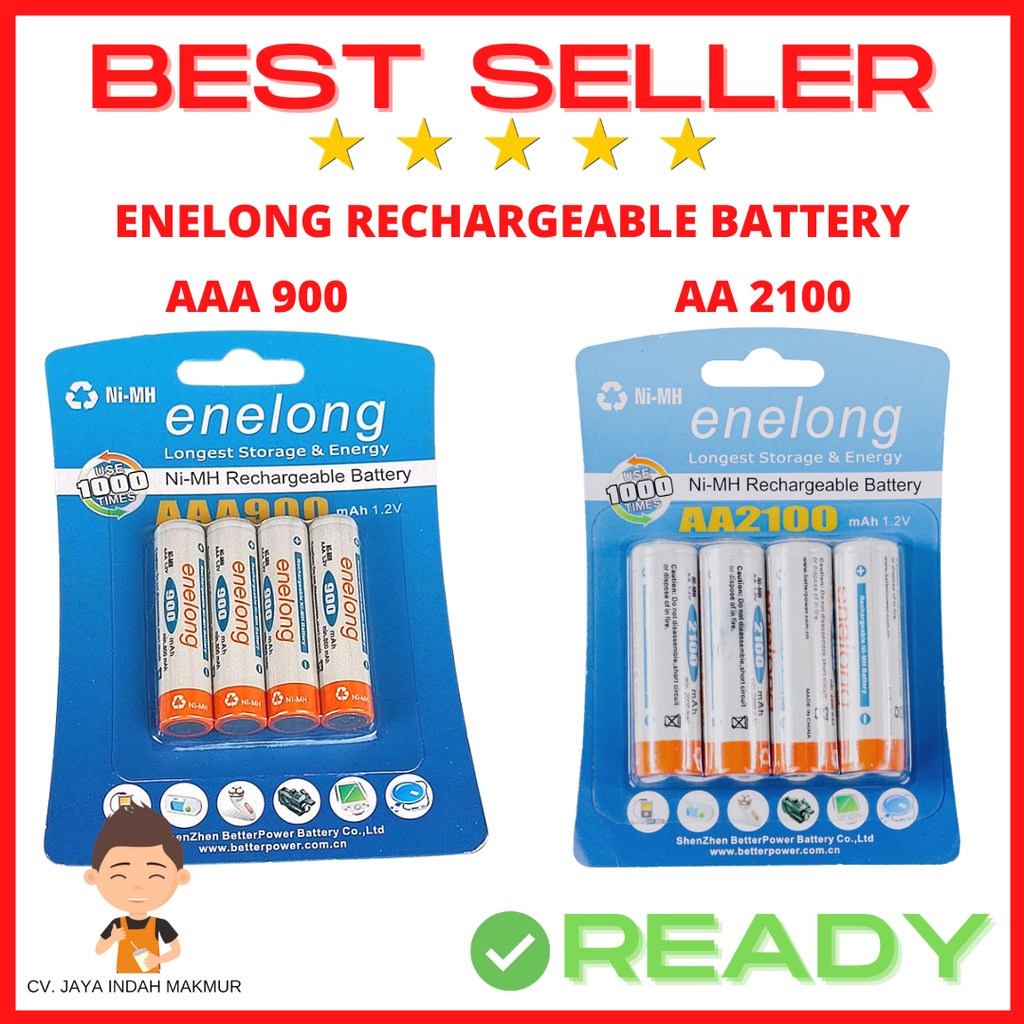 Jual Enelong Battery Baterai Charge AAA AA Rechargeable Ni-Mh 900mAh ...