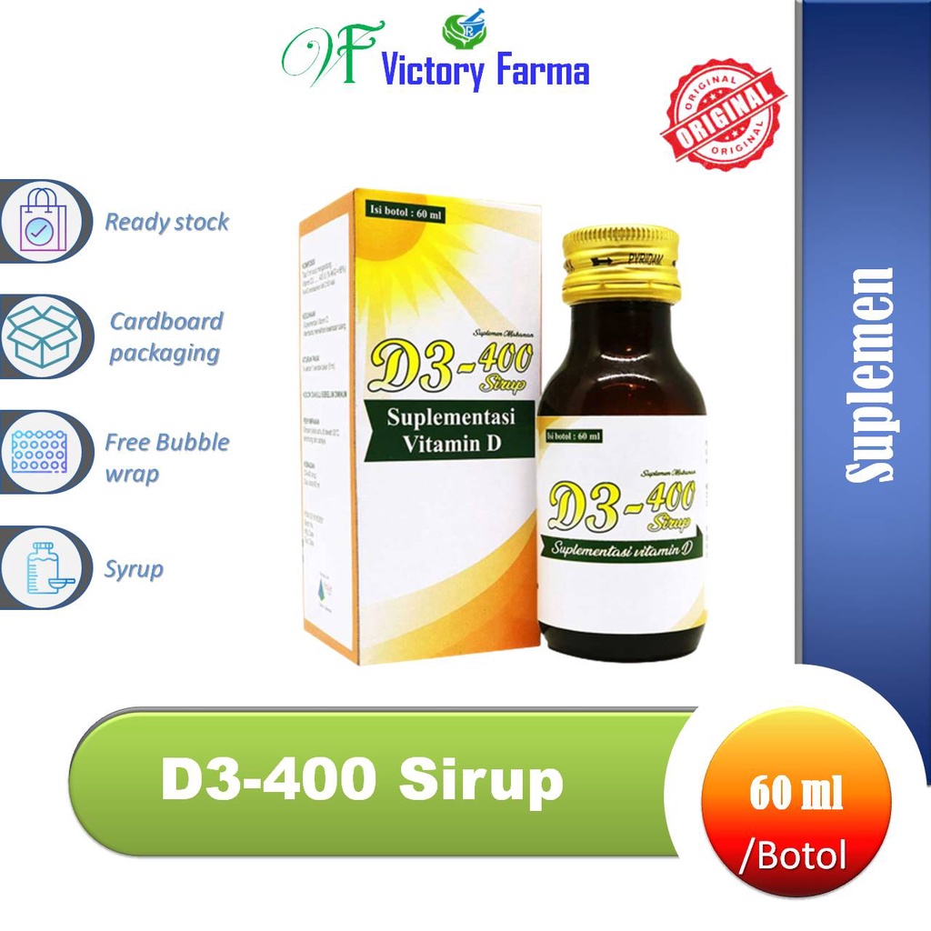 Jual D3-400 Sirup Botol @ 60 ml/ Suplemen Vitamin D3 | Shopee Indonesia