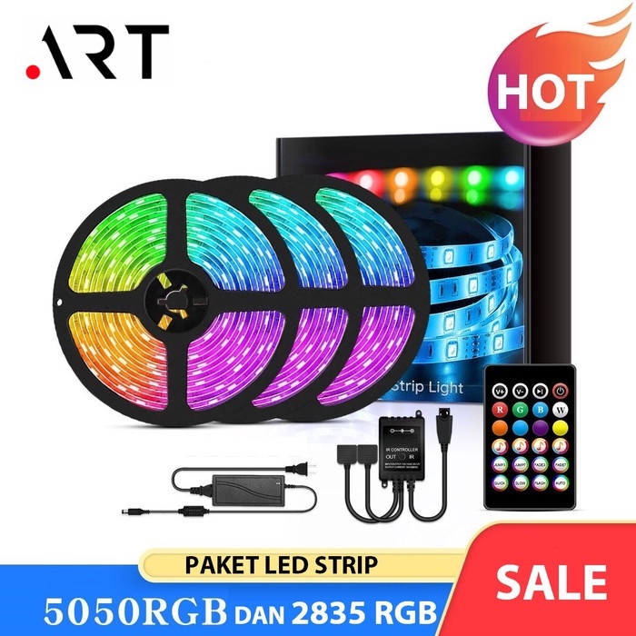Jual LAMPU STRIP LED Strip RGB Warna Warni IP44 2835/5050 Komplit Set ...