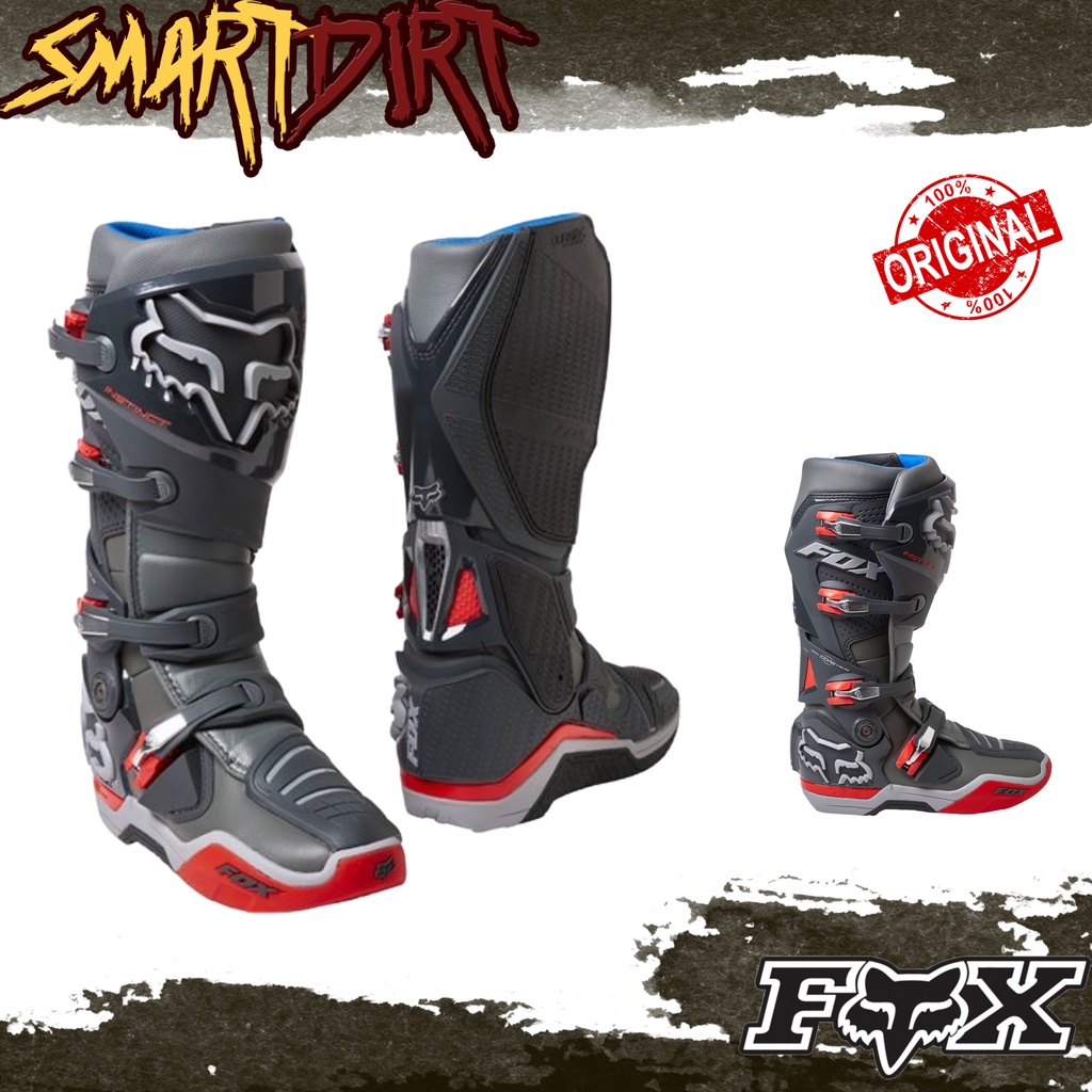 Jual SEPATU BOOTS FOX INSTINCT GREY RED 2022 BOOTS MX FOX INSTINCT 2022 ...