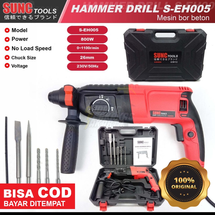 Jual Mesin Bor Beton Listrik Bobok Tembok Hammer Drill 26mm SUNC TOOLS ...