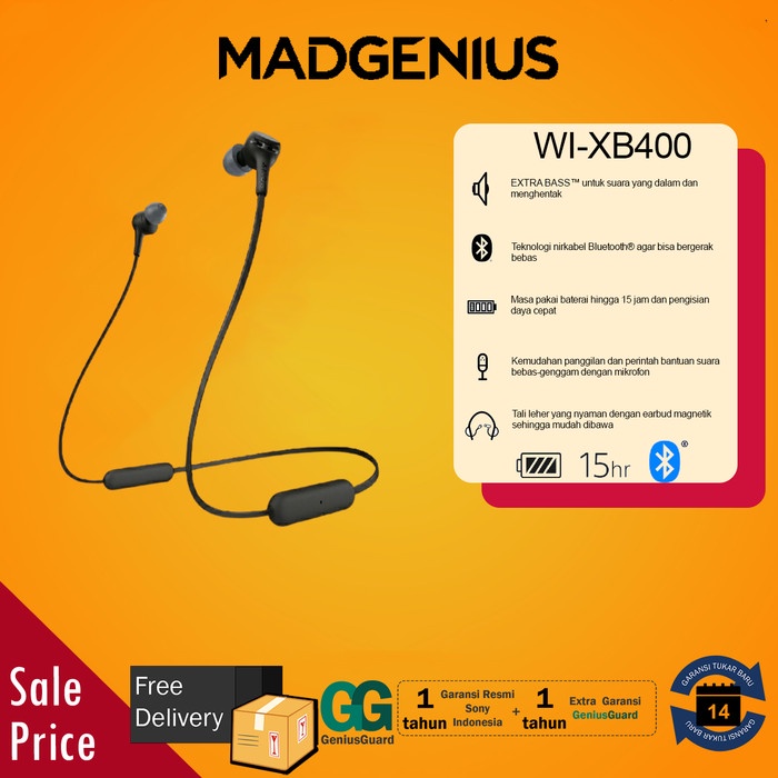 Jual Sony Original WI-XB400 / WIXB400 / WI XB400 Black EXTRA BASS ...