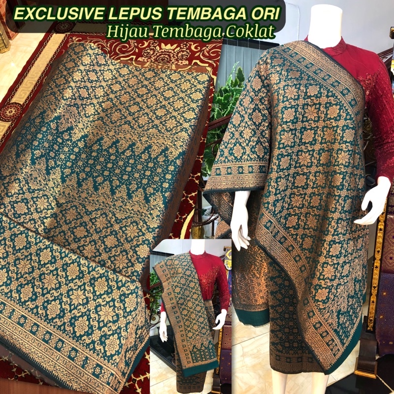 Jual EXCLUSIVE Lepus Tembaga ORI /warna Alam Hijau /songket tenun asli palembang /ilham songket ...