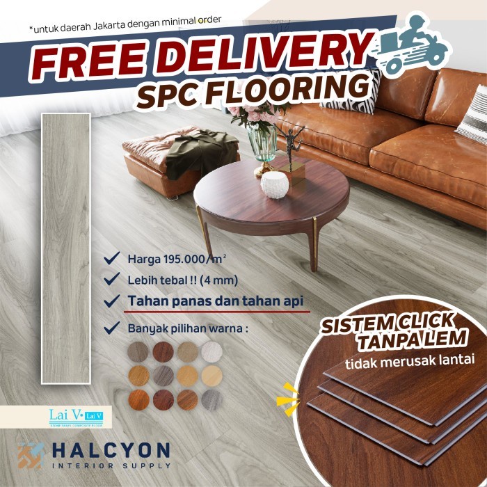 Jual SPC Flooring LaiV Tebal 5,5mm CLICK SYSTEM Banyak Warna | Shopee ...