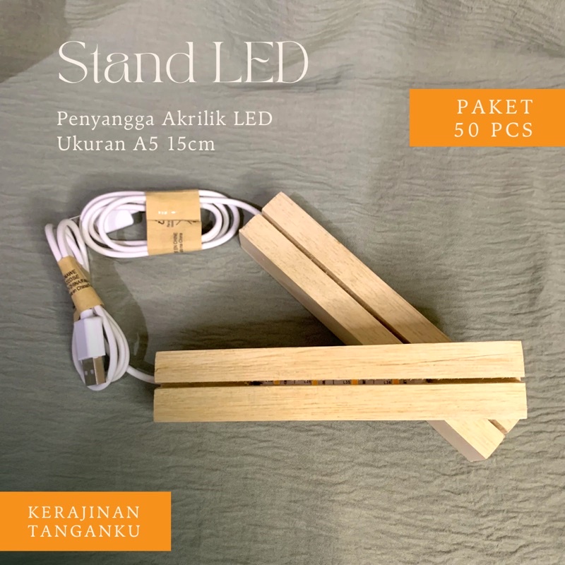 Jual (paket 50pcs) stand akrilik led A5 / penyangga akrilik kayu ...