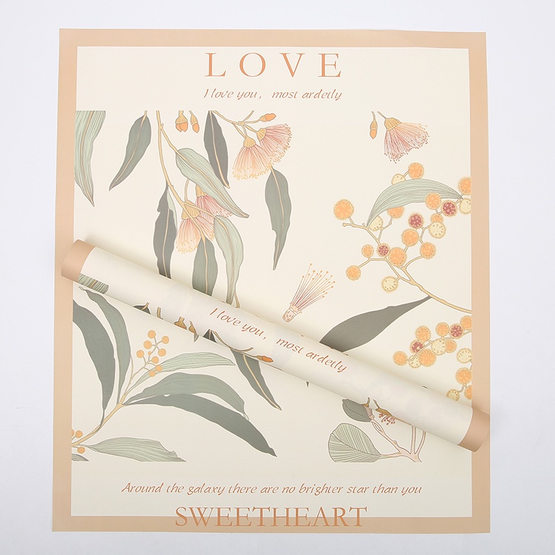 Jual [SW] LOVE AESTHETIC LEAF PATTERN CELLOPHANE FLOWER WRAPPING KERTAS ...