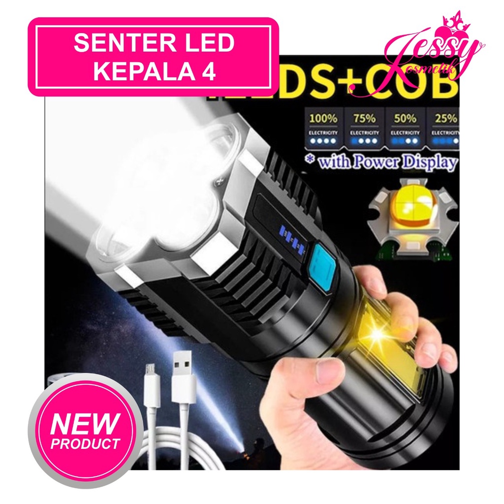 Jual [500gr] E122 | Senter 4 LED COB / SENTER DENGAN 4 MATA LAMPU ...