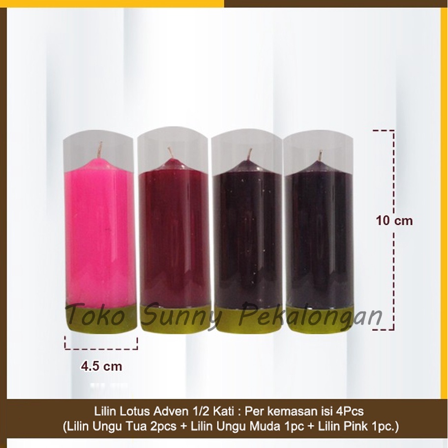 Jual Lilin Adven / Advent Natal 1/2 Kati Isi 4 Pcs (3 Ungu + 1 Pink ...