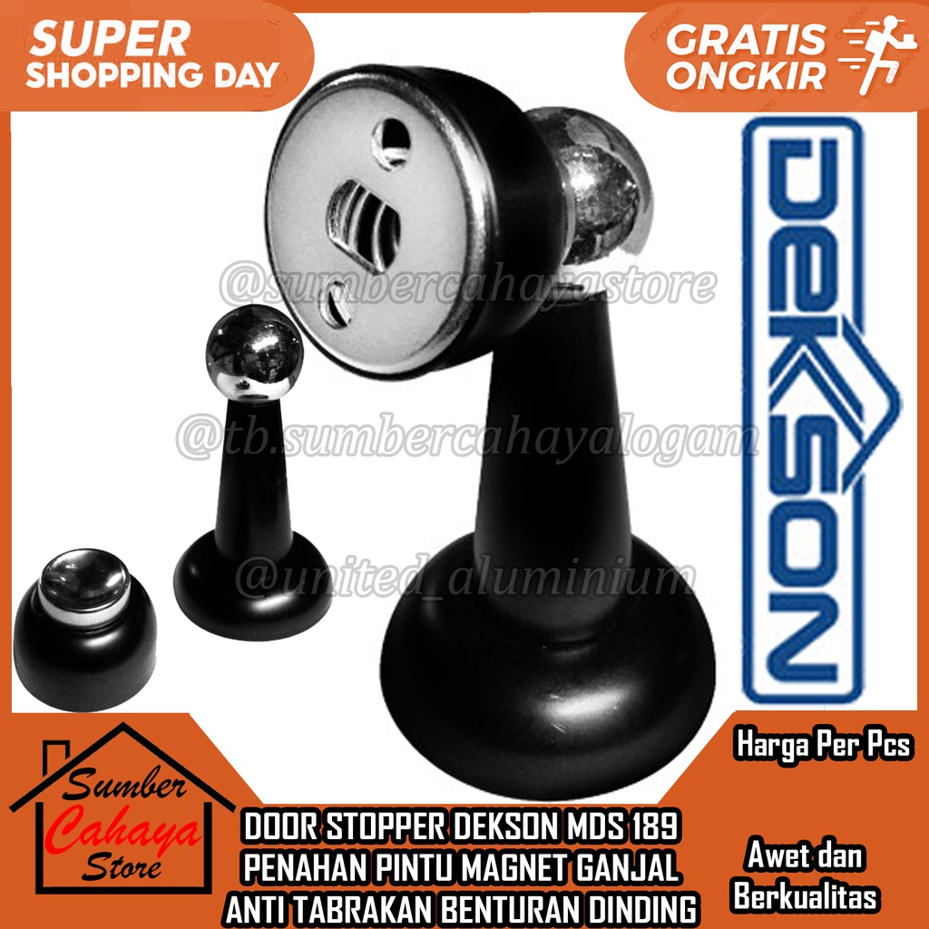 Jual Door Stopper Magnet Dekkson MDS 189 Matt Black CP Dor Stop Setop ...