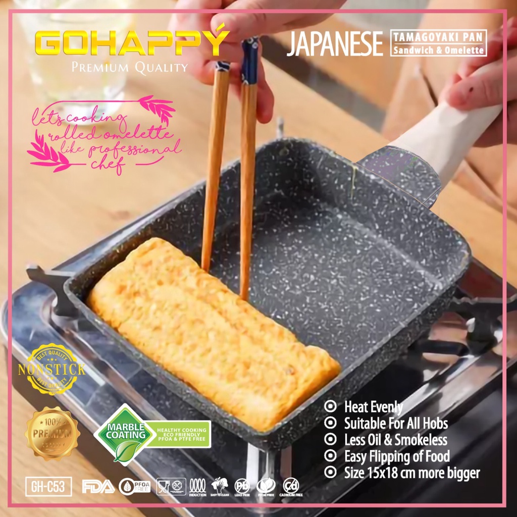 Jual Panci Fry Pan Tamagoyaki Gohappy Wajan Penggorengan Kotak Telur ...