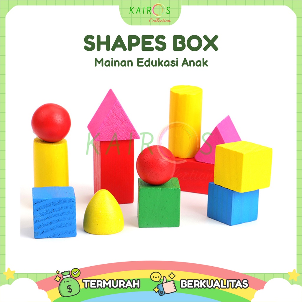 Jual Mainan Edukasi Anak Balok Kayu Susun Aneka Bentuk Shapes Box ...