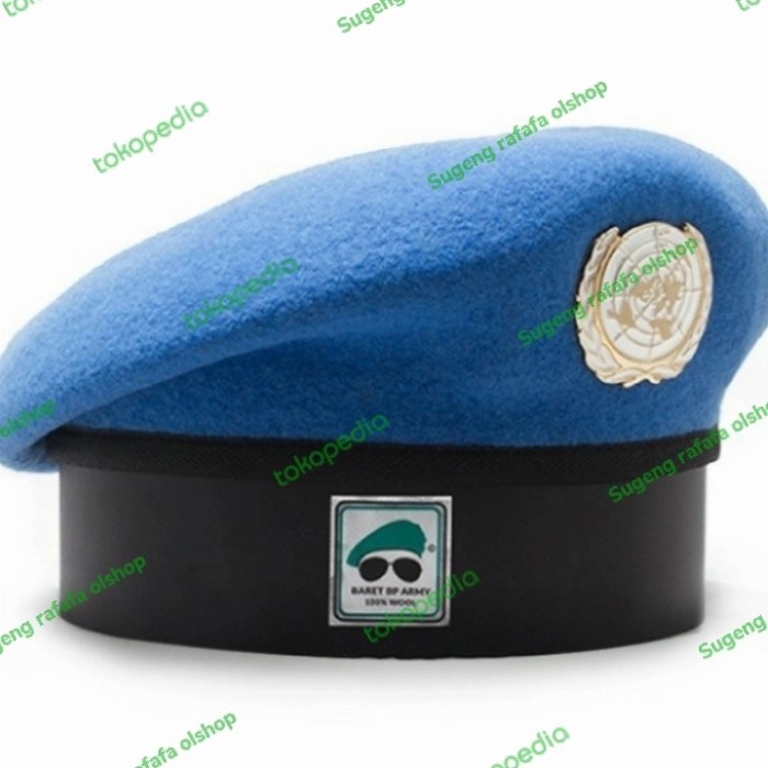 Jual Topi Baret Pbb Un + Emblem / Baret Kacamata Pbb Un | Shopee Indonesia