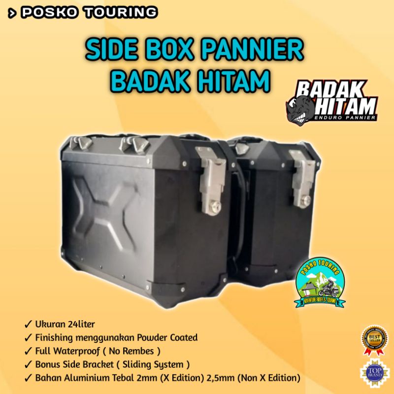 Jual Side Box Alumunium Pannier Badak Hitam 24liter | Box Pannier ...