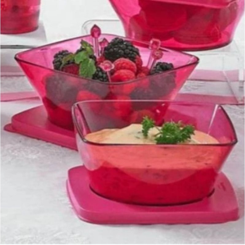 Jual Tupperware Clear Square bowl 620 ml bahan tebal tidak mudah pecah ...