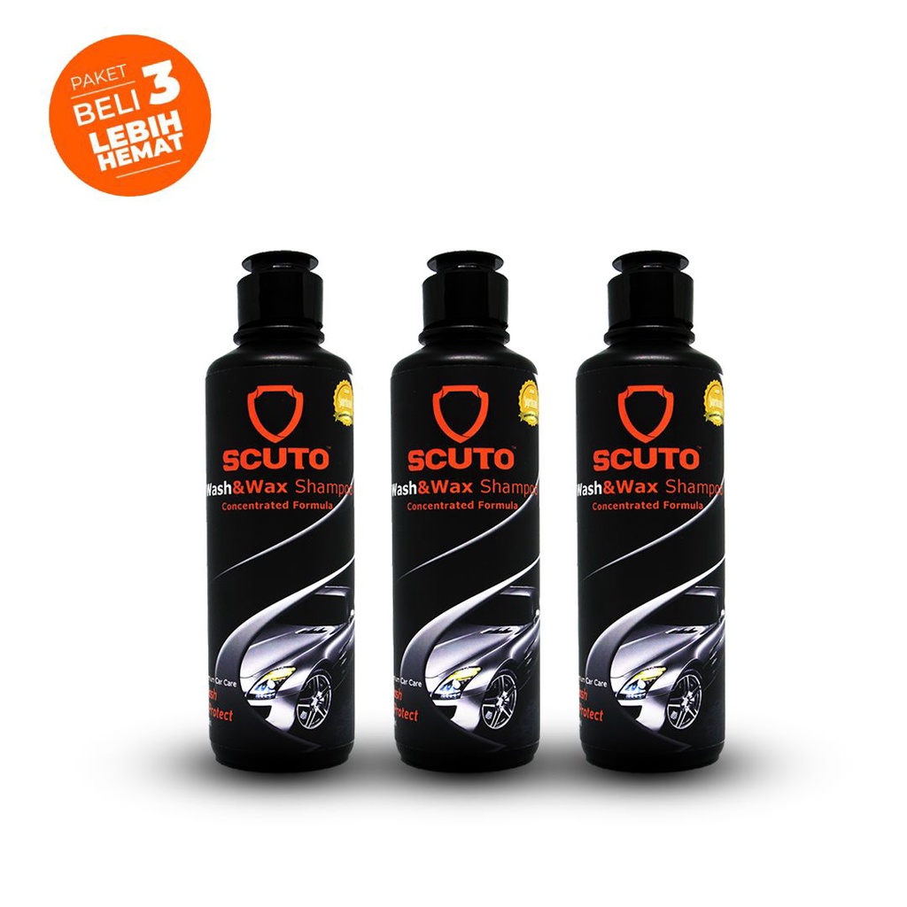 Jual Scuto Paket Hemat Shampoo Mobil Scuto Wash and Wax - 3 Botol 250ml ...