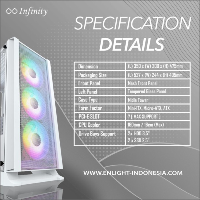 Jual PC Case Gaming Infinity Nebula V4 Putih Tempered Glass | Shopee ...