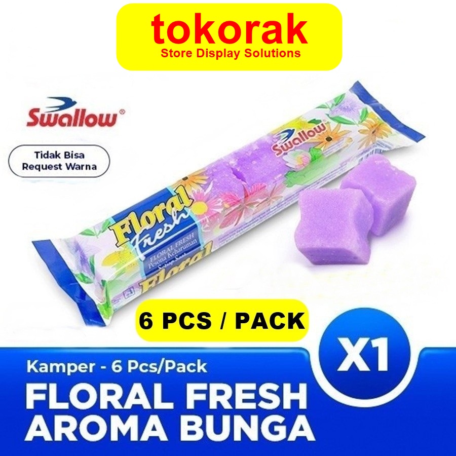 Jual KAMPER SWALLOW TOILET FLORAL FRESH ISI 6 PCS COLOUR KAMPER BARUS ...