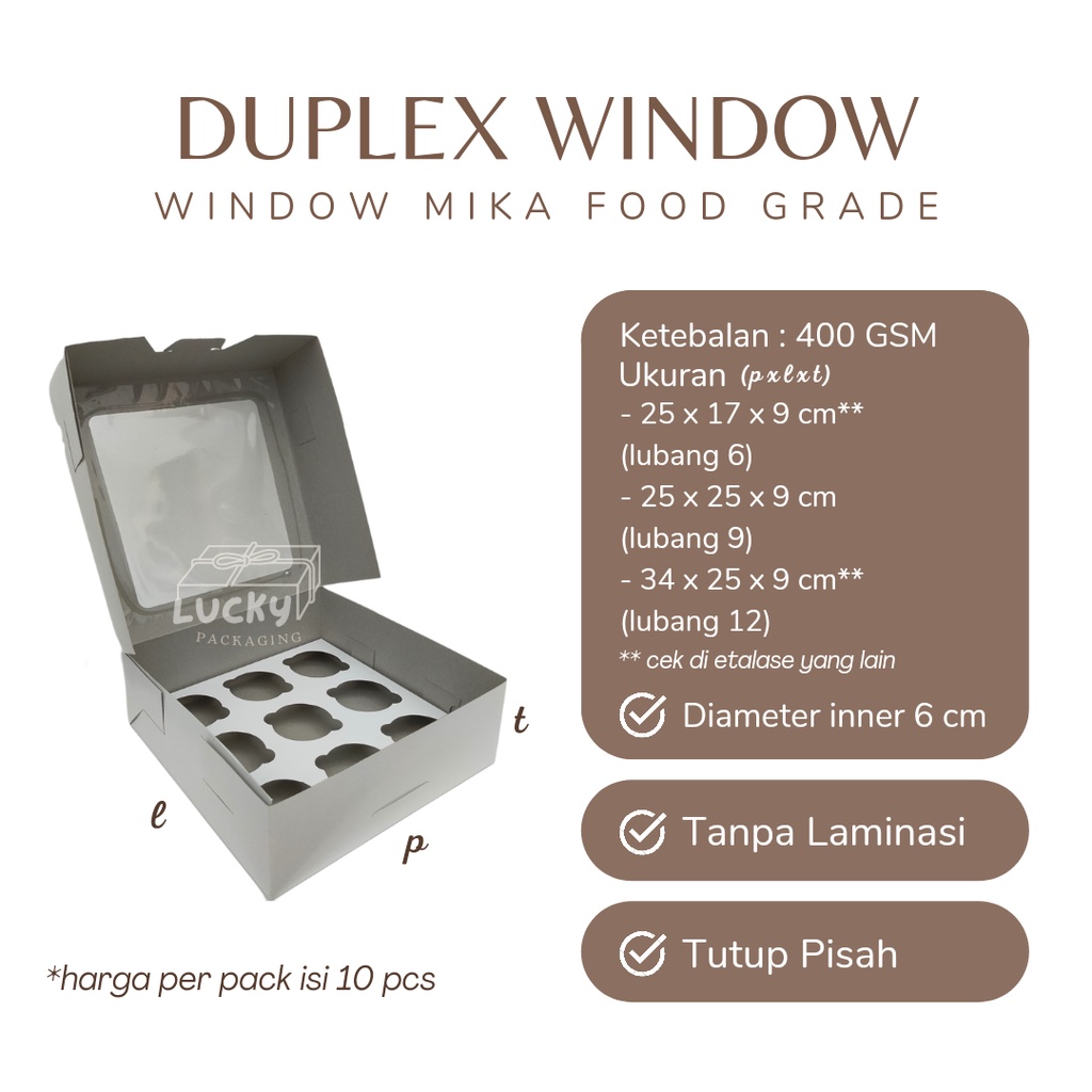 Jual (10pcs) Duplex Window Mika Box Dos Dus Kotak Kemasan Cupcake ...