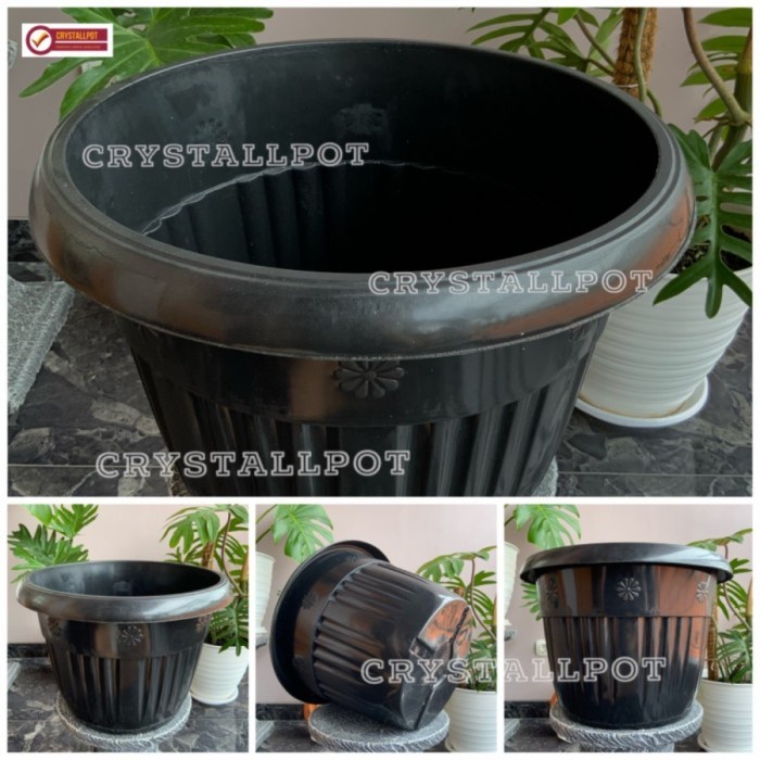 Jual Pot Bunga Plastik Hitam GRACE Kuping Besar Bahan Plastik Kuat ...
