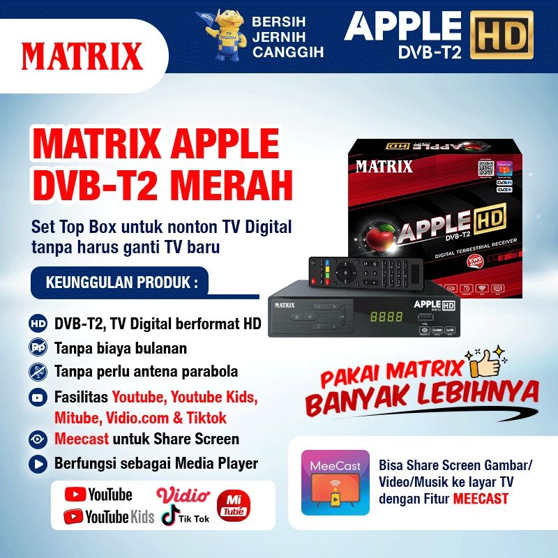Jual SET TOB BOX TV DIGITAL MATRIK APPLE DVB-T2 | Shopee Indonesia