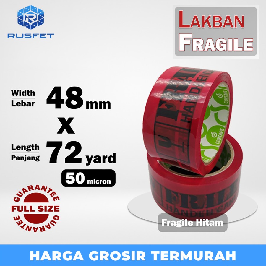 Jual Lakban Fragile Hitam 48mm JANGAN DIBANTING HANDLE WITH CARE SATUAN ...