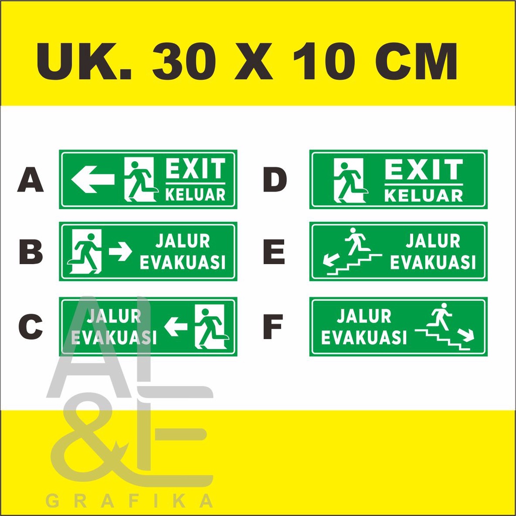 Jual 026 STIKER EXIT - JALUR EVAKUASI, STIKER VYNIL MURAH UK 30 X 10 CM ...
