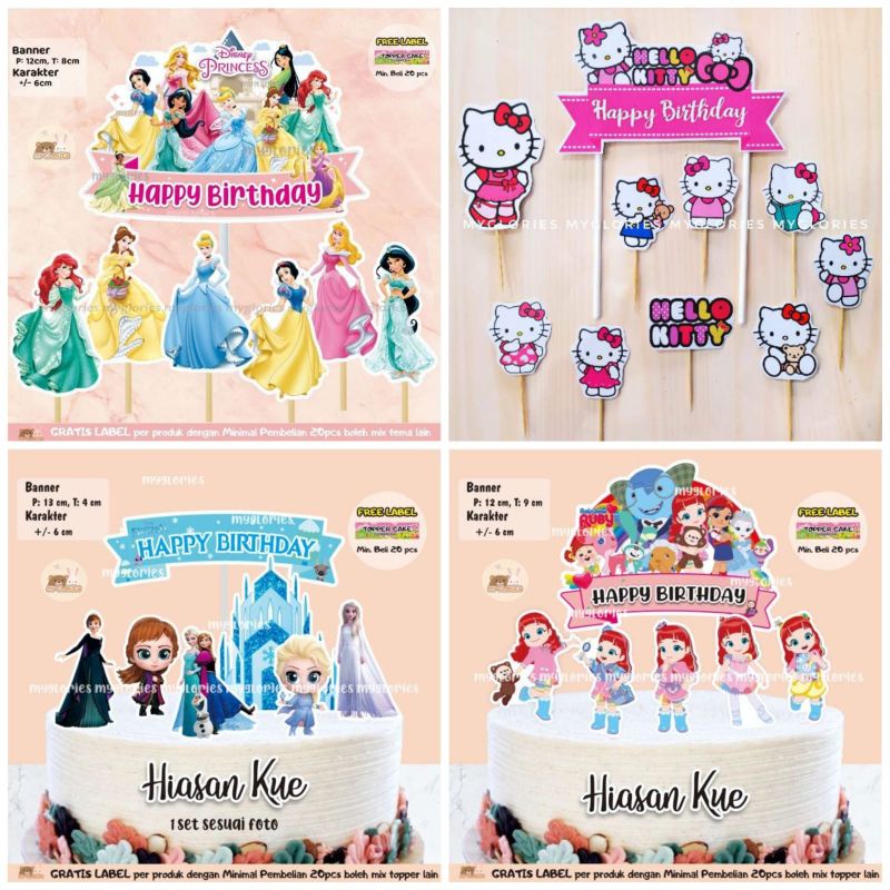 Jual Hiasan Kue Ulang Tahun Perempuan - Topper Karakter Kartun Cewek ...