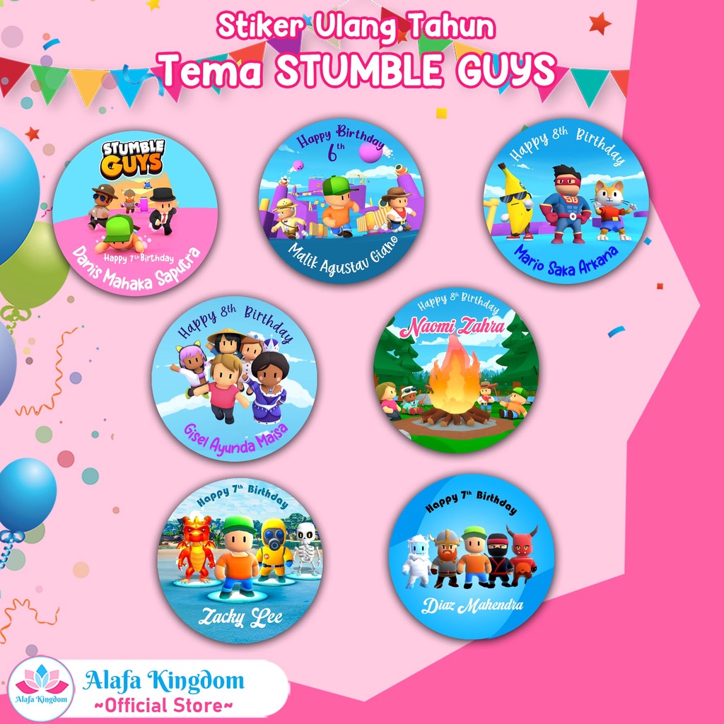Jual AlafaKingdom Stiker Ulang Tahun Anak Stumble Guys | Label Stiker ...