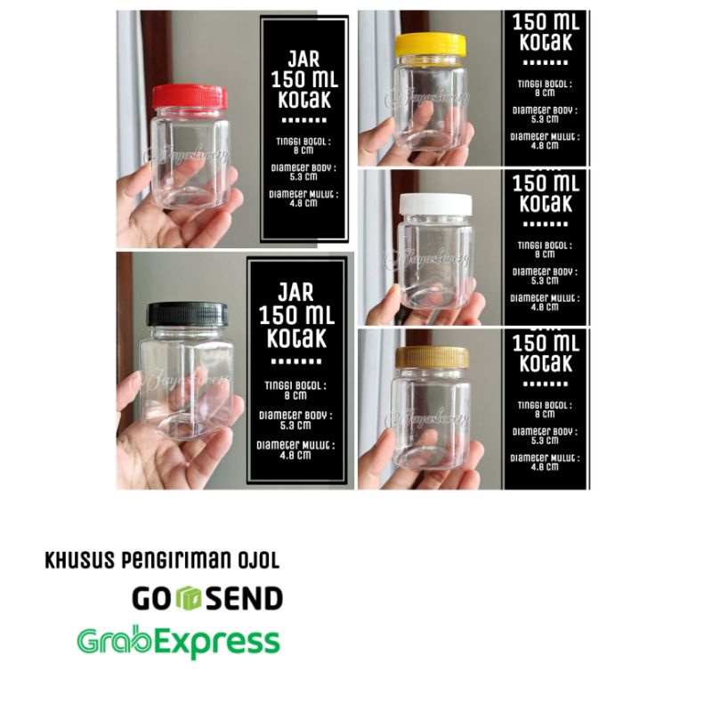 Jual JAR 150ML KOTAK botol sambal KHUSUS GOSEND GRAB BOTOL diameter ...