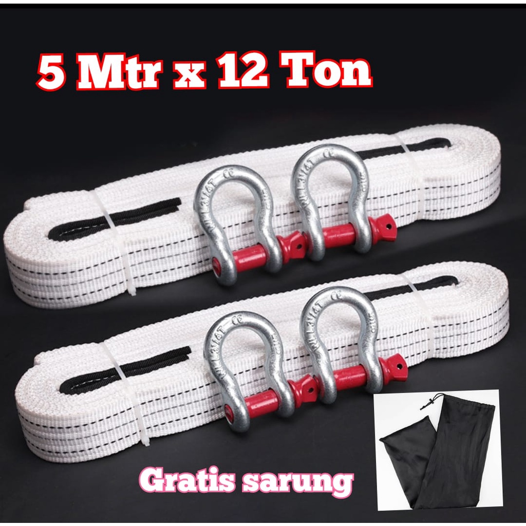 Jual Tali Derek Mobil 5 Meter 12 Ton / Emergency Tow Rope / Tali Mobil ...