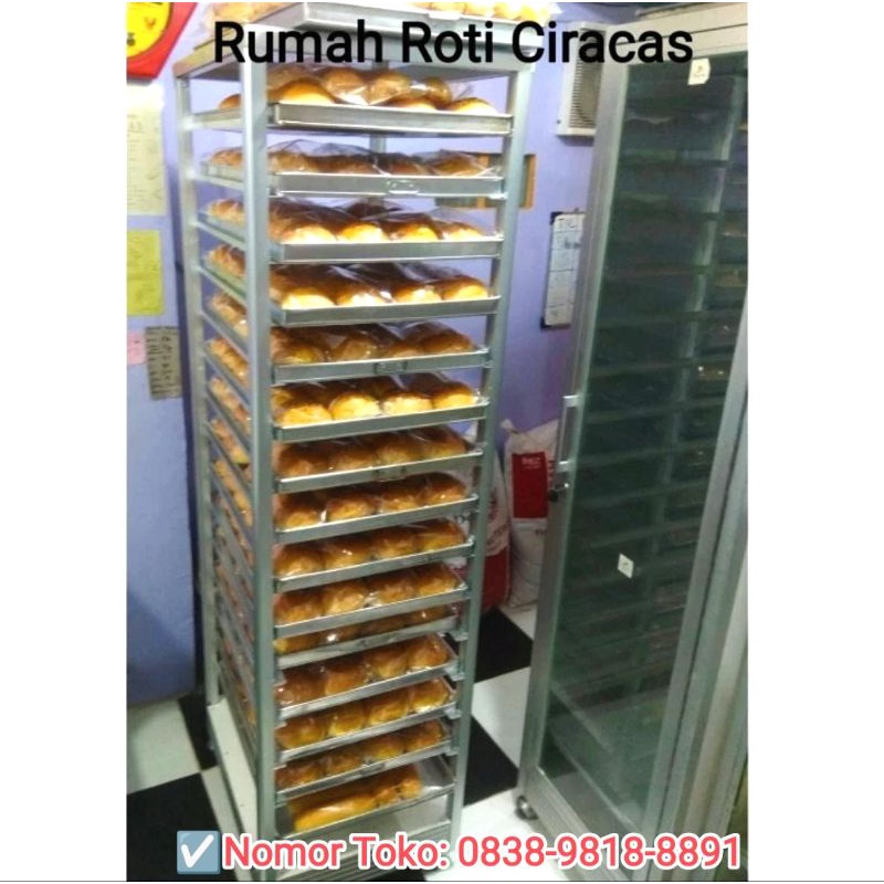 Jual TROLY RAK LOYANG ROTI TROLLEY BAKERY SUSUN 15 SLOT PAN RAK MURAH ...