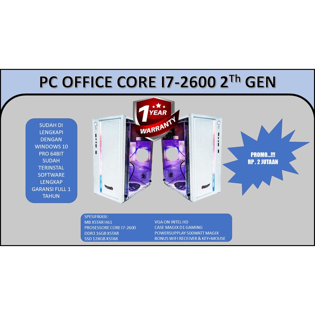 Jual PC CPU OFFICE INTEL CORE I7-2600 KOMPUTER RAKITAN | Shopee Indonesia