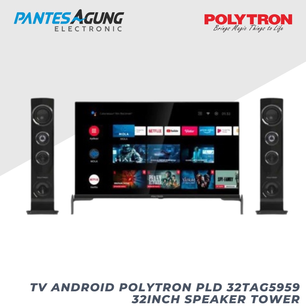 Jual LED TV 32 Inch Polytron HD Ready GOOGLE TV Tower Speaker PLD-32TG9055 SPEAKER TOWER ...