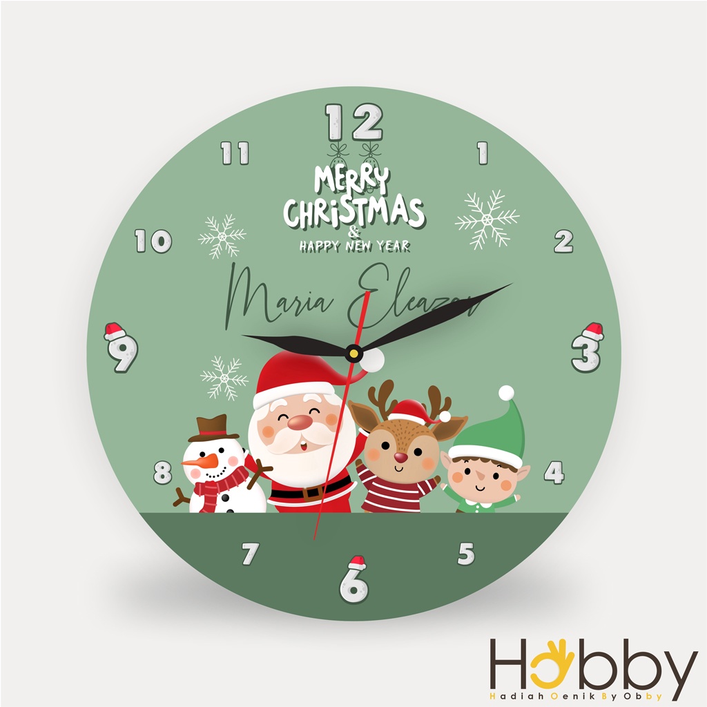 Jual JAM DINDING CUSTOM HADIAH NATAL TAHUN BARU GIFT MERRY CHRISTMAS ...