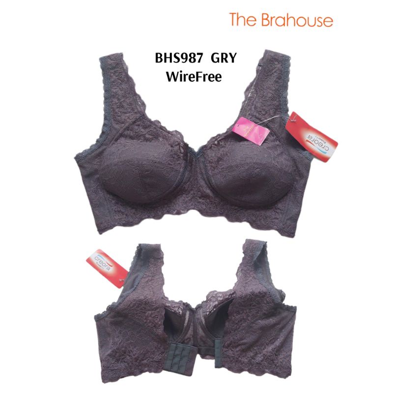 Jual bhs987 The bra house bra tanpa kawat renda grey 34c 36c 40c | Shopee Indonesia
