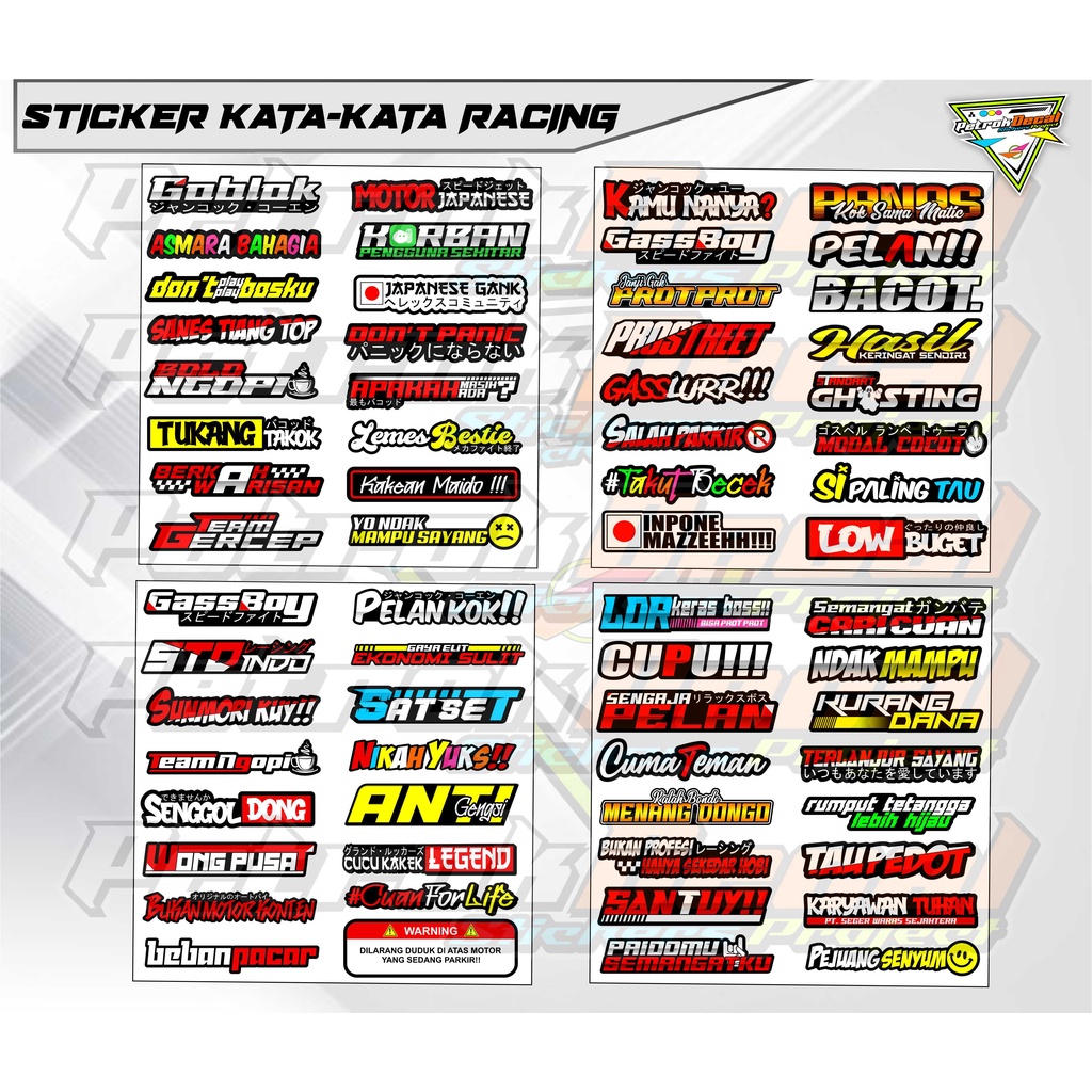 Jual STIKER PACK KATA KATA / STIKER RACING / STICKER HOLOGRAM/ STIKER ...