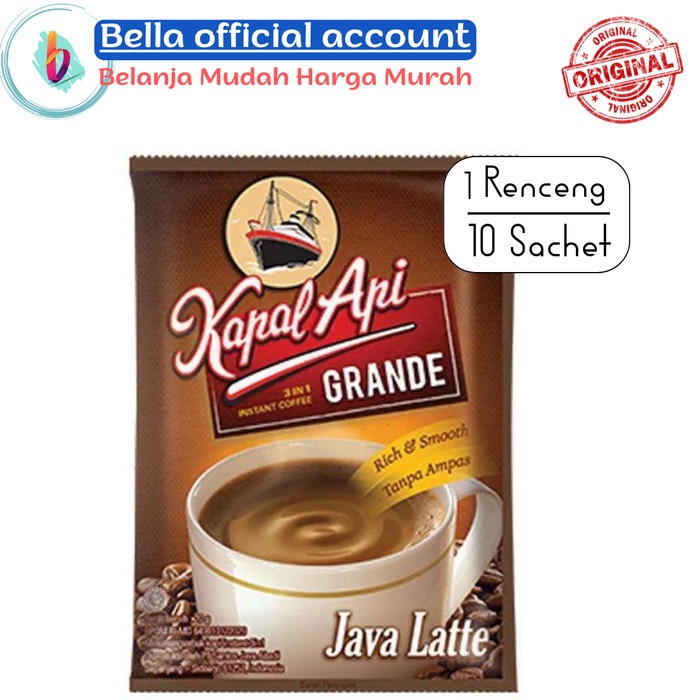 Jual Kapal Api GRANDE Java Latte Hitam 10 sachet - 1 Renceng 20 gr ...