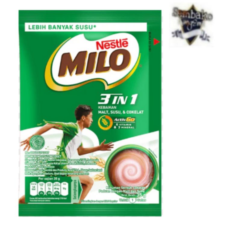 Jual Milo 3in1 Sachet- 1 Renceng Isi 10 @35gr- Active Go 10x22g ...