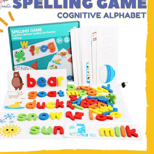 Jual Alphabet spelling time game - belajar mengenal huruf - wooden toys ...
