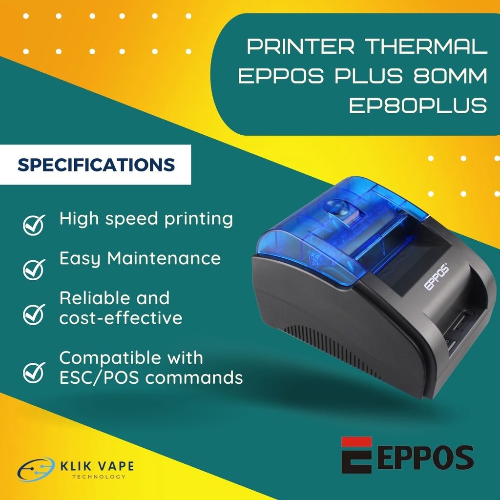 Jual TERMURAH PRINTER RESI THERMAL EPPOS PLUS UKURAN 80mm EP80PLUS- USB BLUETOOTH | Shopee Indonesia