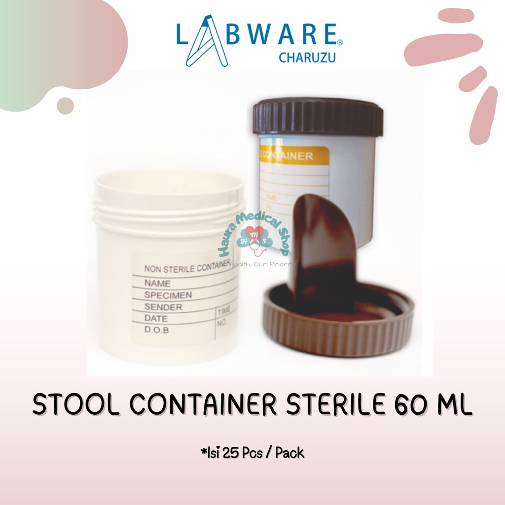 Jual Pot Feses / Stool Specimen Container 60ml Sterile Labware isi 25 ...