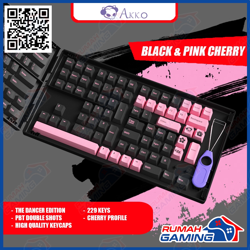 Jual KEYCAP - KEYCAPS - CHERRY - AKKO BLACK & PINK - DANCER VERSION ...